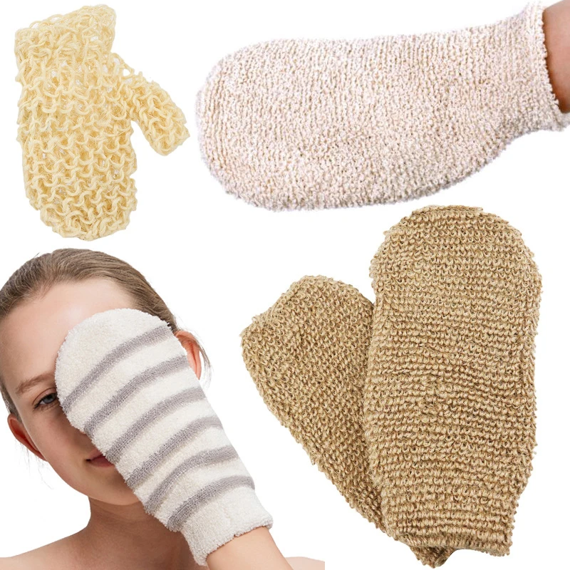 1Pc-Exfoliating-Hemp-Bath-Glove-Mitten-Scrubber-Natural-Bamboo-Fiber ...