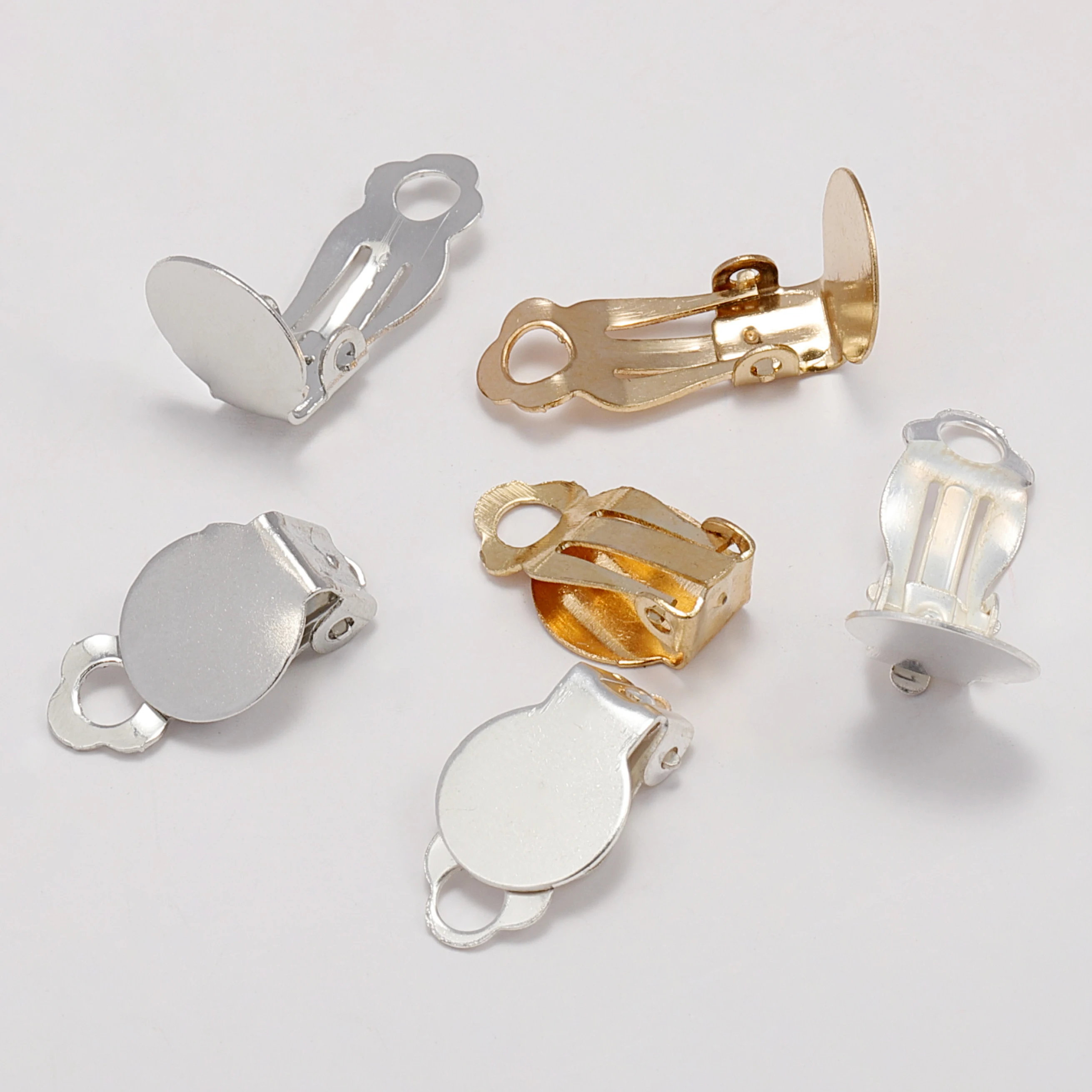50pcs Ear Clip Base Earrings Iron Blank Setting Base Fit 10mm Glass ...