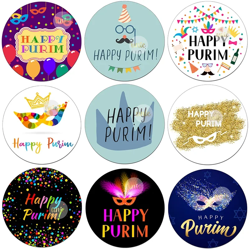 Happy-Purim-Label-Stickers-Self-Adhesive-Seal-Stickers-Greeting-Jewish ...