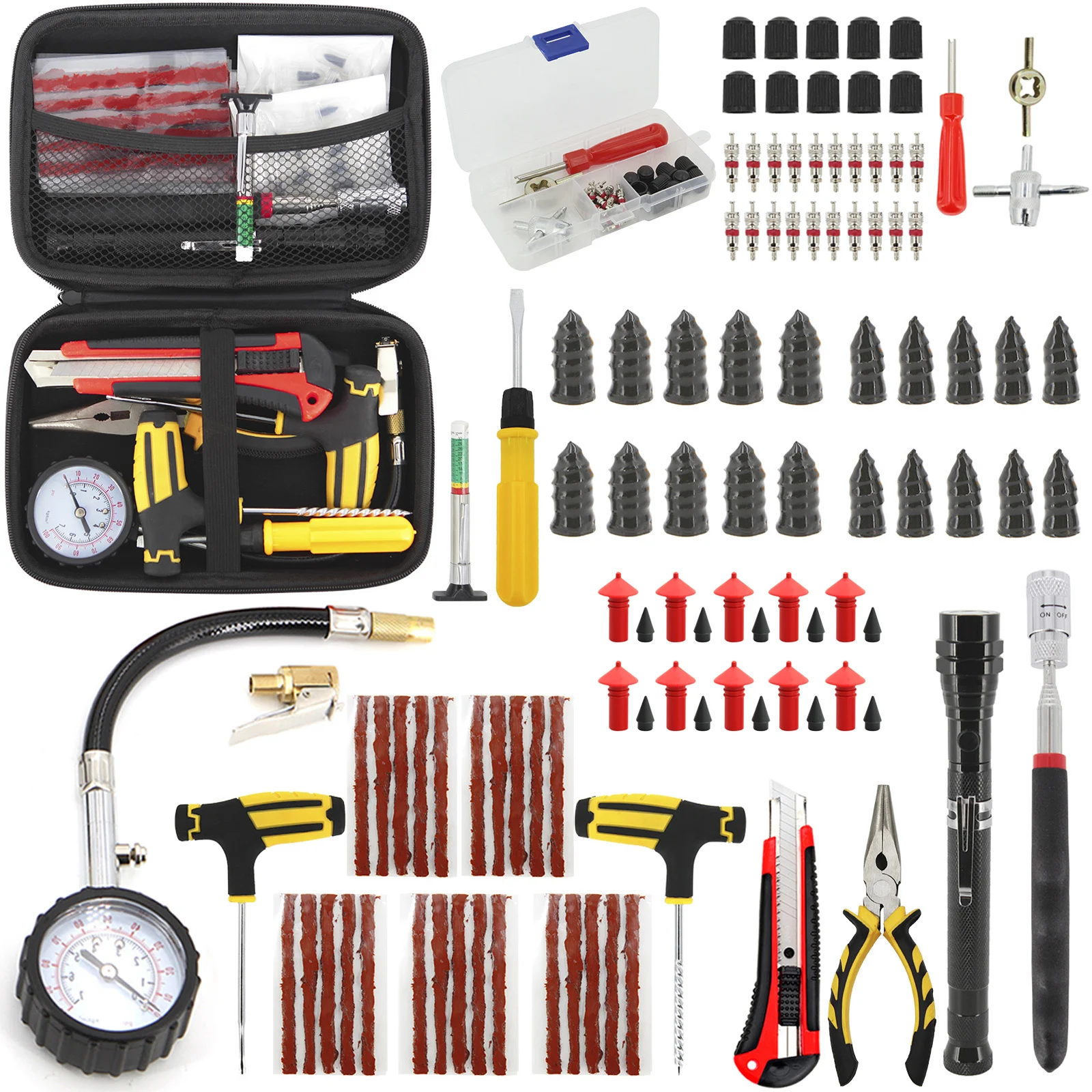Car Tire Repair Kit Tubeless Tyre Puncture Studding Tool Set Motorcycle ...