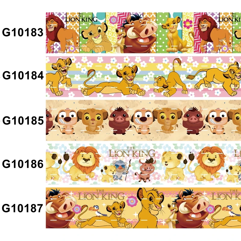 Printed Disney The Lion King Simba Cartoon Grosgrain Ribbon 25mm ...
