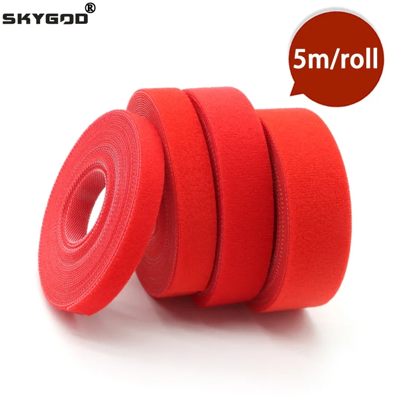 5m-roll-Cable-Ties-Reusable-Loop-Bundle-Self-Adhesive-Red-Nylon-Strap ...