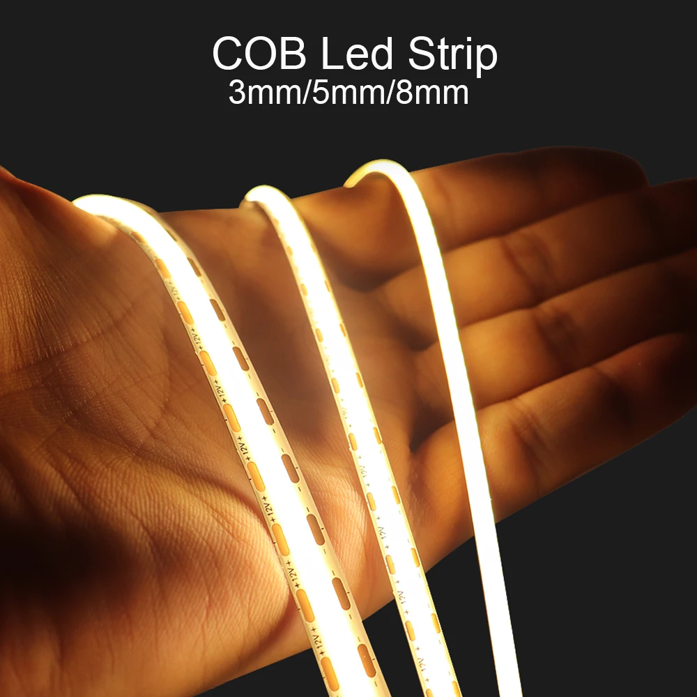 3mm-5mm-8mm-FOB-COB-LED-Strip-Ultra-Thin-Flexible-Tape-Light-Dimmable ...