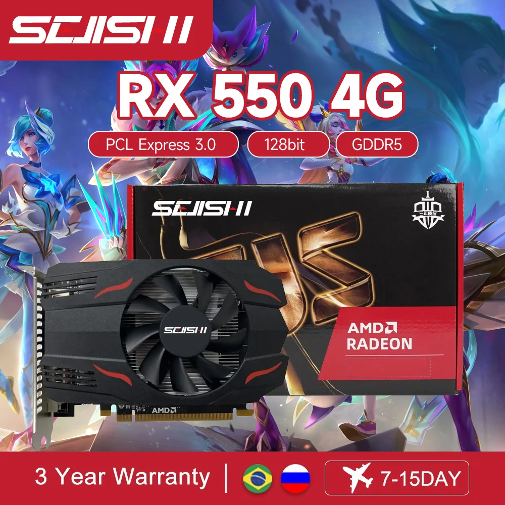 SEJISHI-RX-550-4GB-Placas-gr-ficas-de-v-deo-128Bit-GDDR5-AMD-GPU-RX550 ...