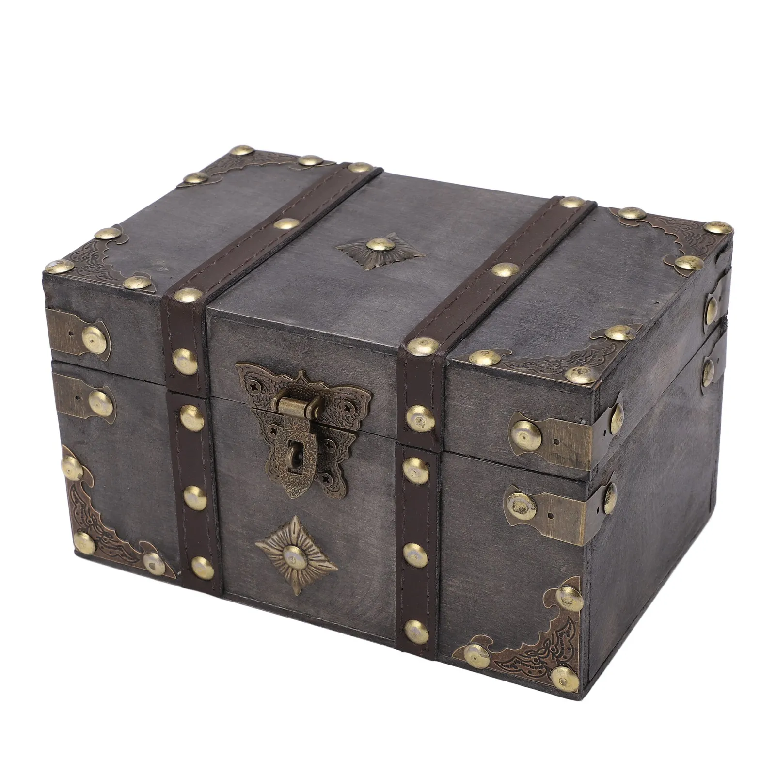 Wooden-Treasure-Chest-Chinese-Retro-Style-Coded-Lock-Alloy-Tipping ...