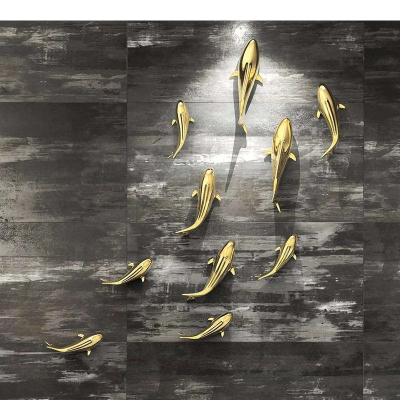 Golden/silver Fish School Wall Hanging Ornaments Set Room Aesthetics ...