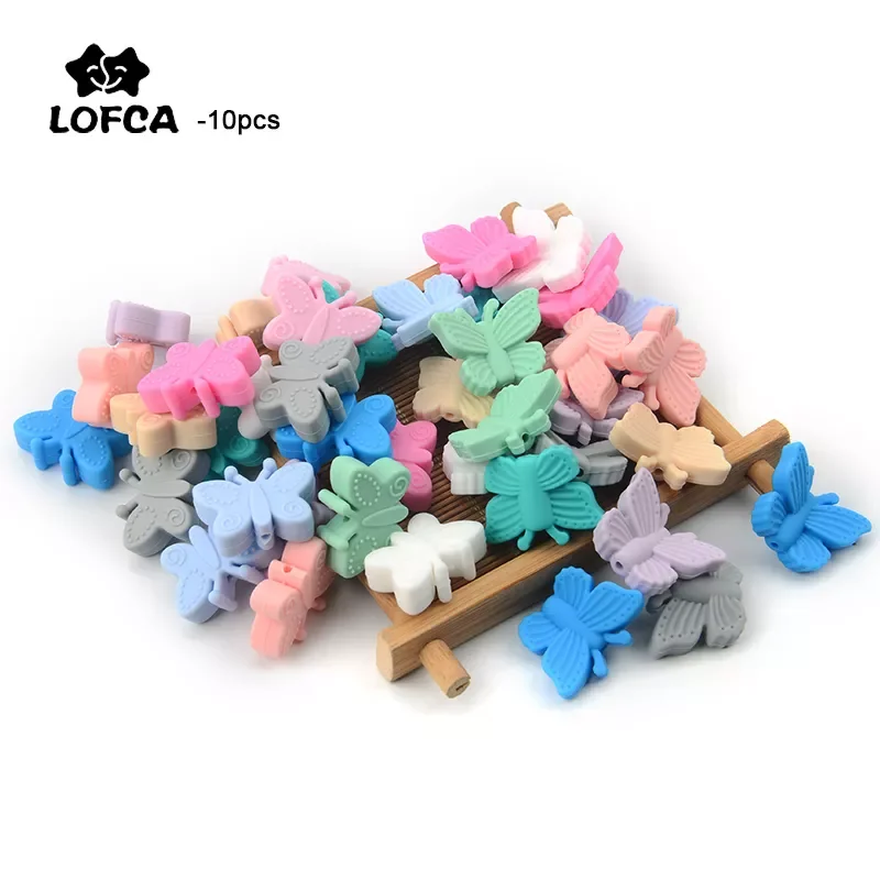 Silicone Beads 10pcs Butterfly Baby Teether Insect Animal Teething ...