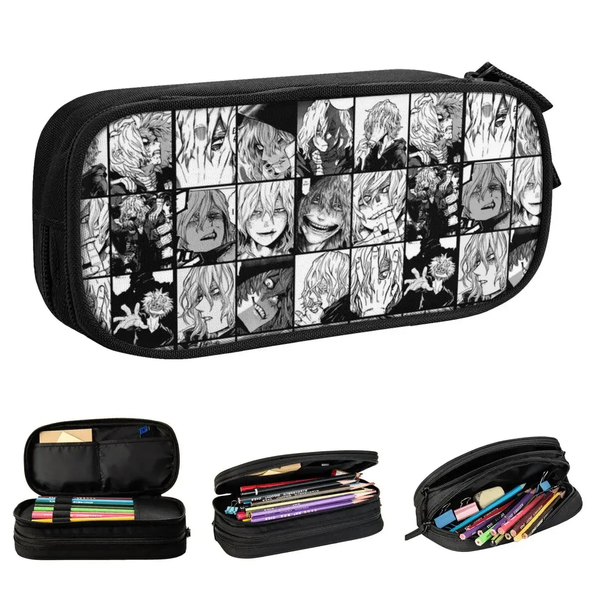 MHA Shigaraki Collage Pencil Cases New Anime Pen Box Bags Student Big ...