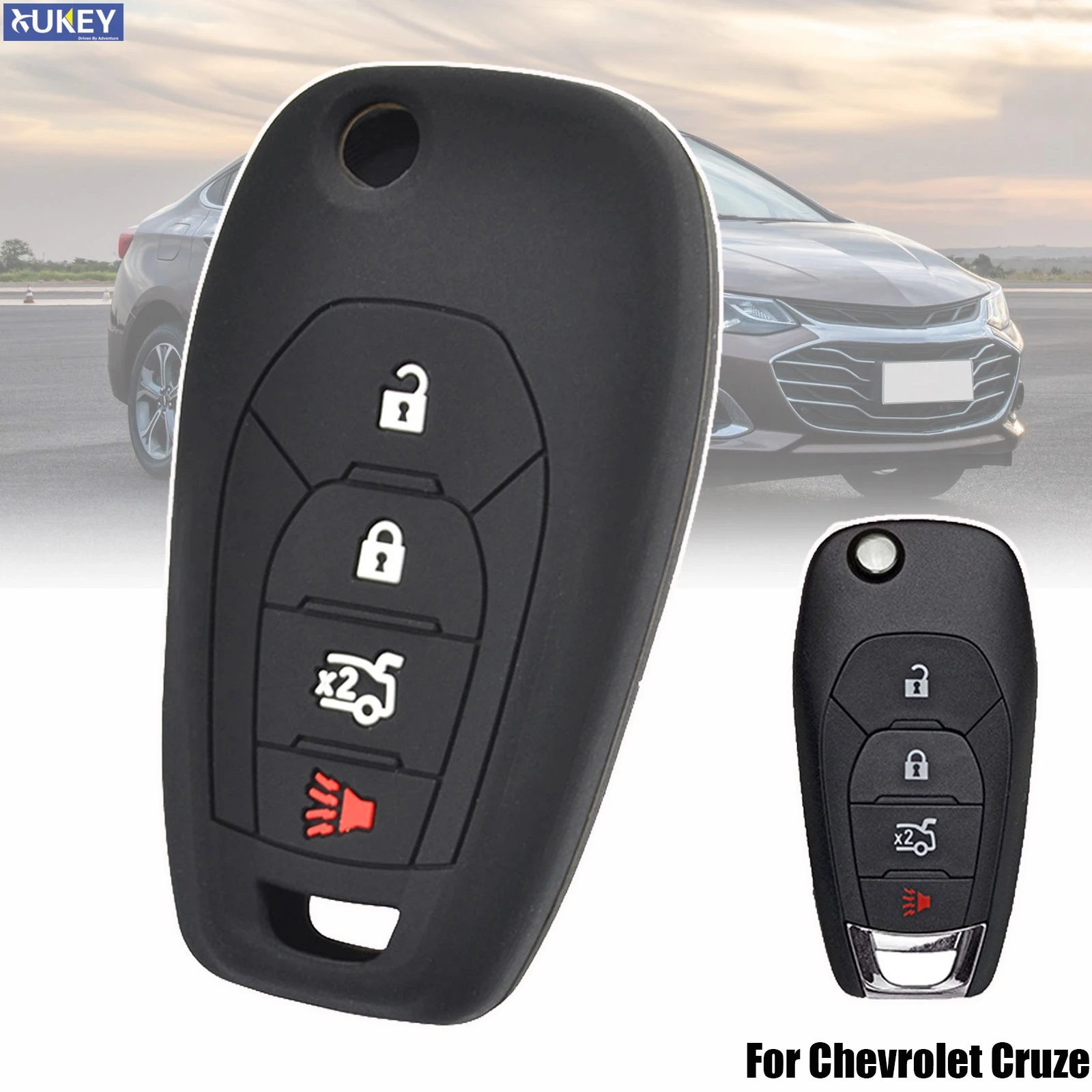 For Chevrolet Cruze Silicone Remote Flip Key Case Fob Shell Cover Skin ...