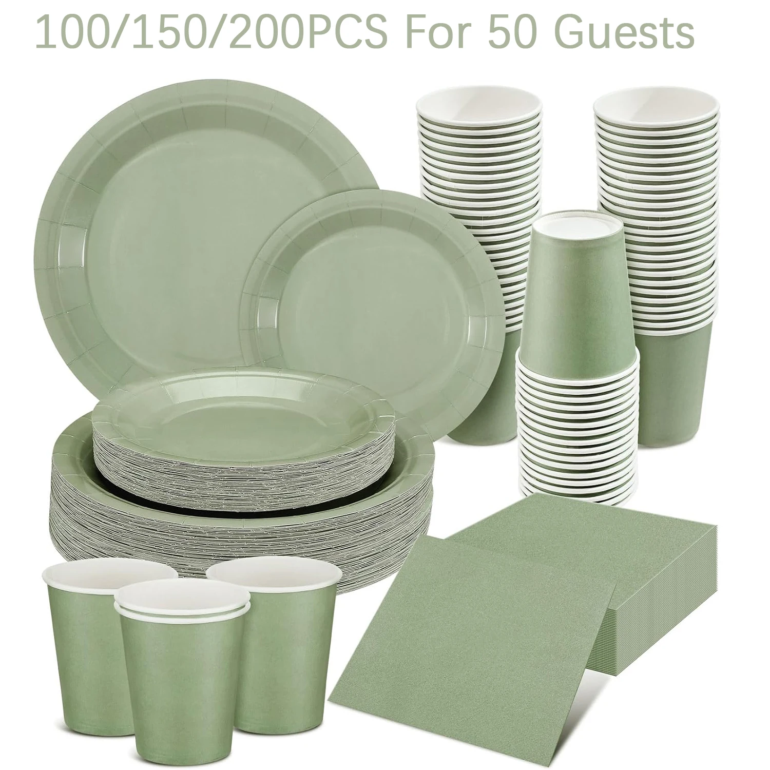 Sage-Green-Disposable-Tableware-for-50-Guests-Sage-Green-Party ...