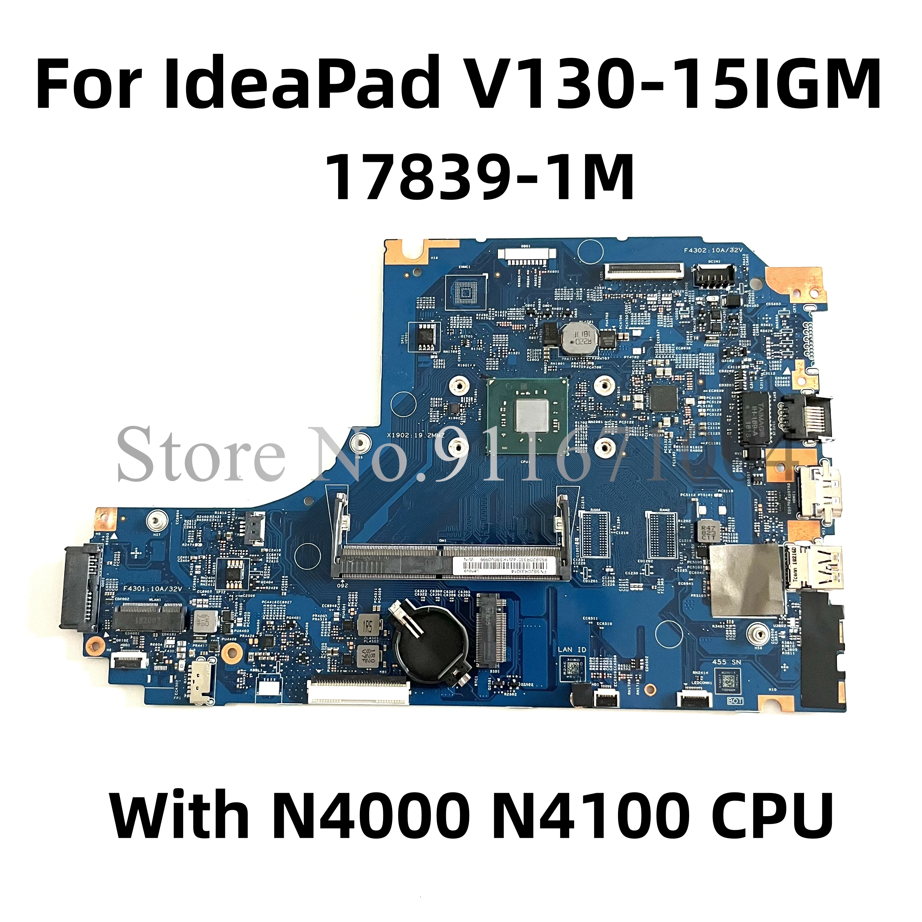 17839-1M-For-Lenovo-IdeaPad-V130-15IGM-Laptop-Motherboard-With-N4000 ...