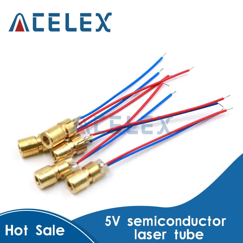 10PCS-5V-650nm-5mW-Adjustable-Laser-Dot-Diode-Module-Red-Sight-Copper ...