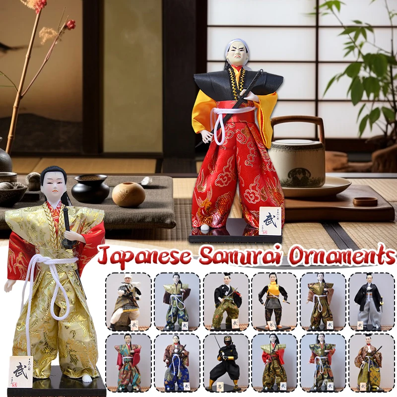 Japanese-Samurai-Ninja-Figurines-Figurine-Dolls-With-Kimono-Traditional ...