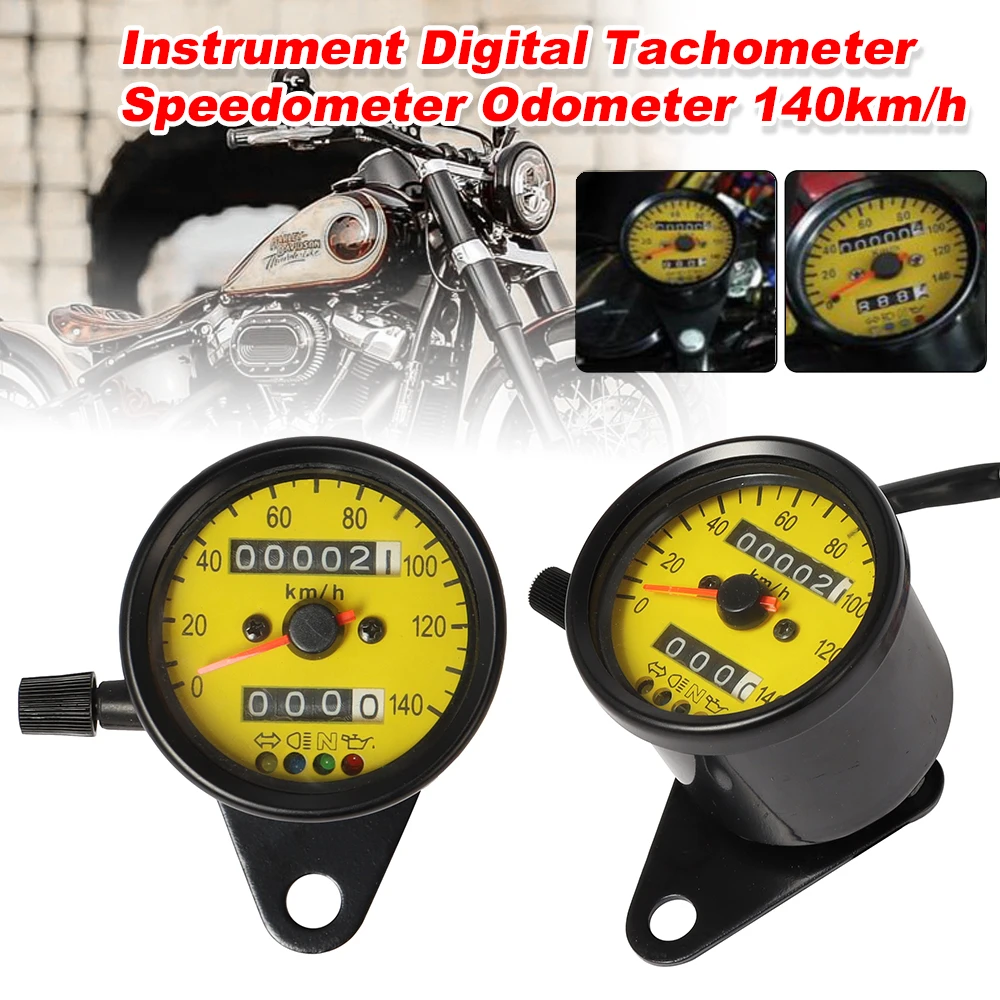 Retro-Motorcycle-LED-Backlight-Dual-Odometer-0-140KM-H-Speedometer ...