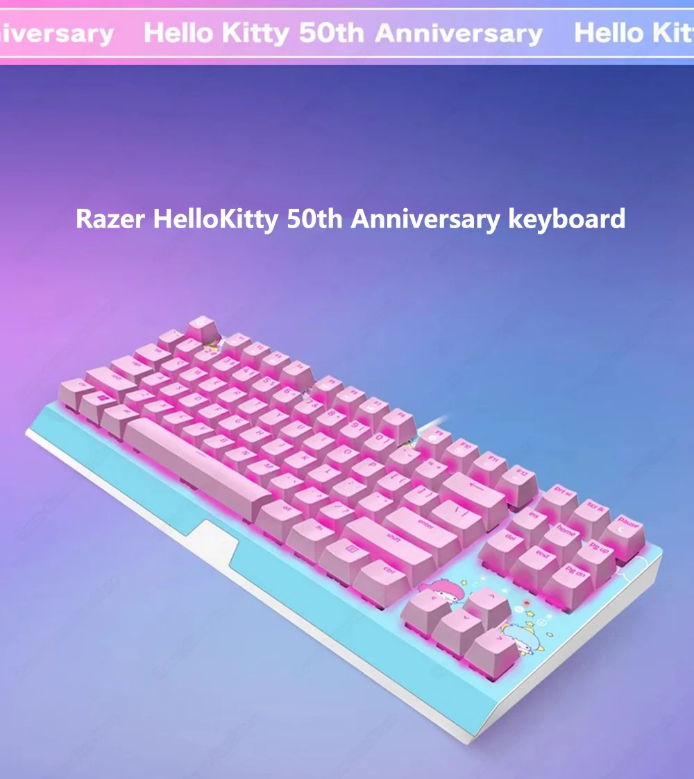 Teclado Mecânico RAZER Sanrio Hello Kitty 50th Anniversary com Pacote ...