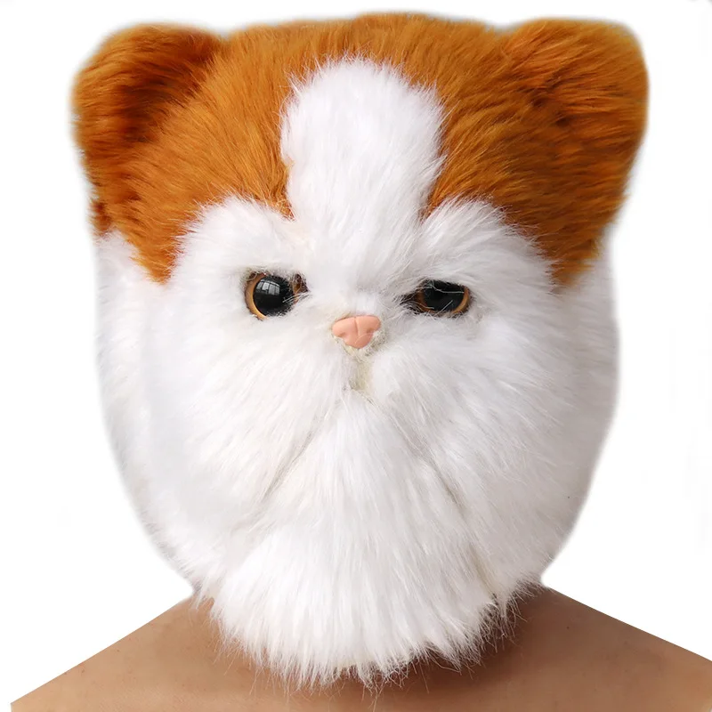 Plush-Cat-Head-Mask-Cute-Kitten-Animal-Latex-Realistic-Full-Head-Masks ...