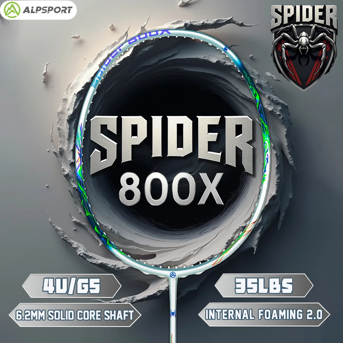 ALP SPIDER 800X 3D 4U Super Light Full Carbon Badminton Racket Max ...