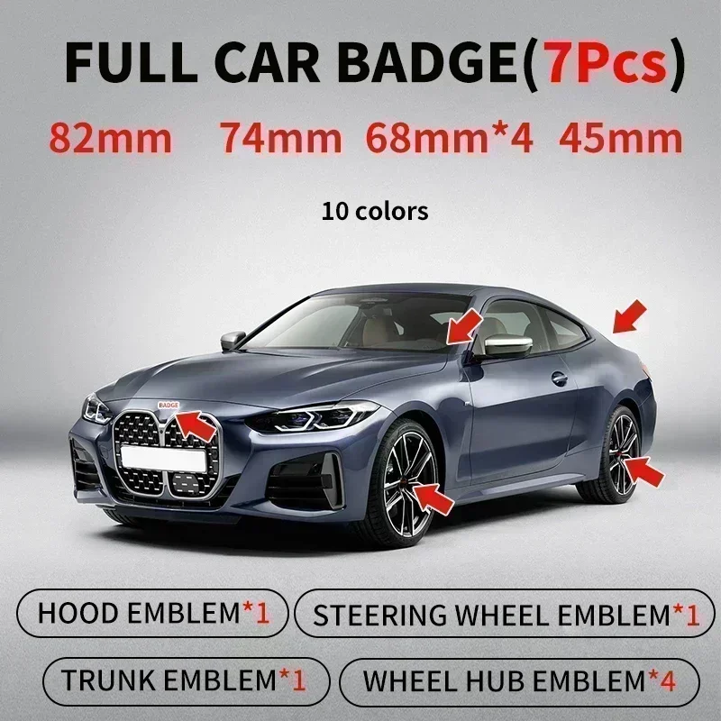 7pcs-45mm-68mm-74mm-82mm-Car-Logo-Front-Hood-Emblem-rear-boot-badge-for ...