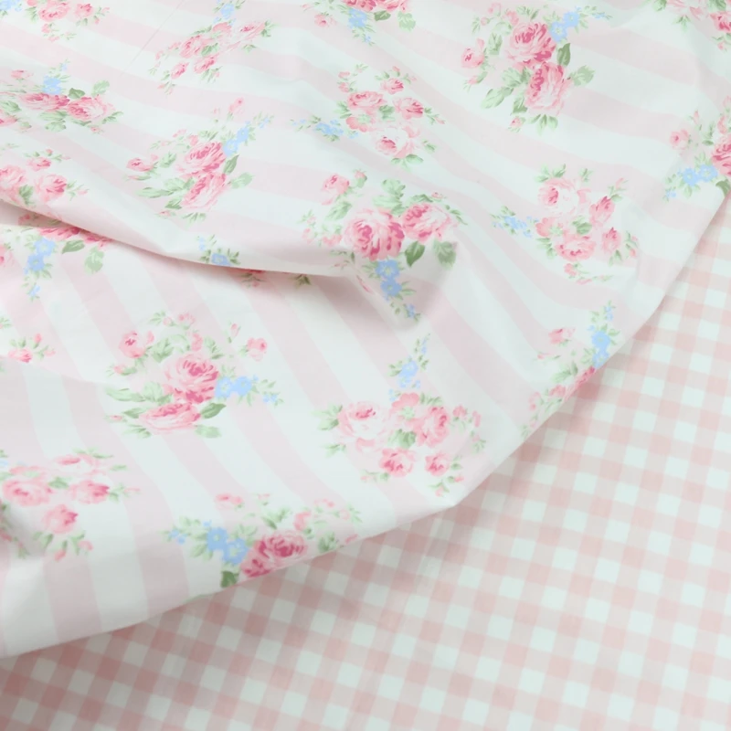 235cm*50cm PINK rose flower cotton fabric DIY bedding apparel dress ...