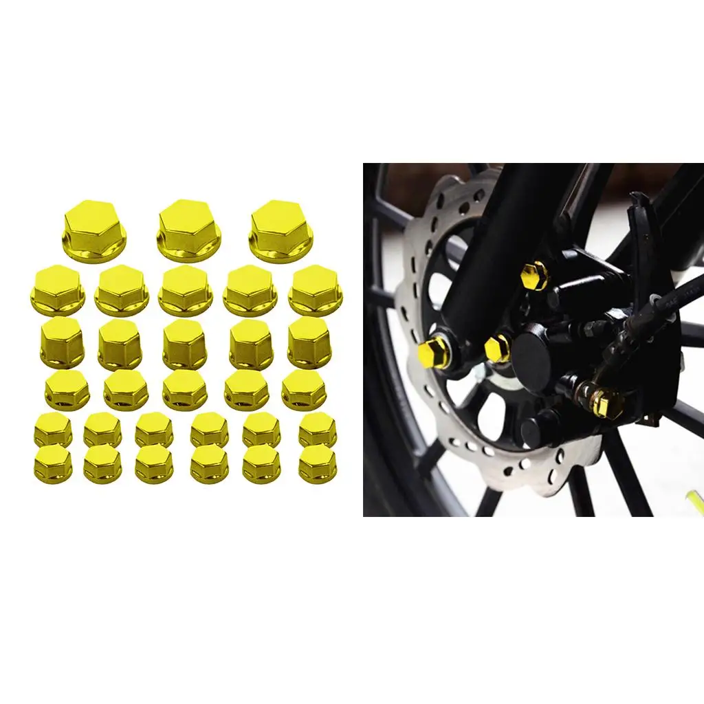 30Pc motorcycle nut screw cover for Gold