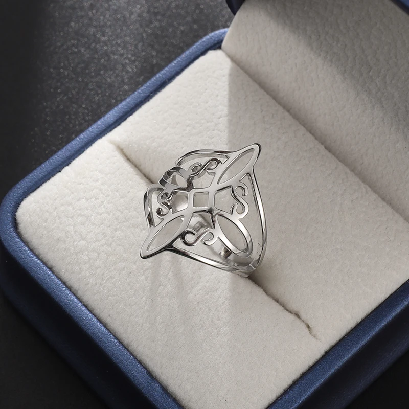 Cutout Witch Knot Ring Stainless Steel Pagan Witchcraft Symbols Magic ...