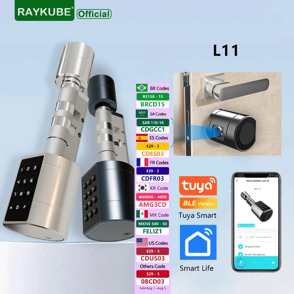 RAYKUBE-L11-TT-Lock-BEL-Fingerprint-Cylinder-Digital-Door-Lock-With ...