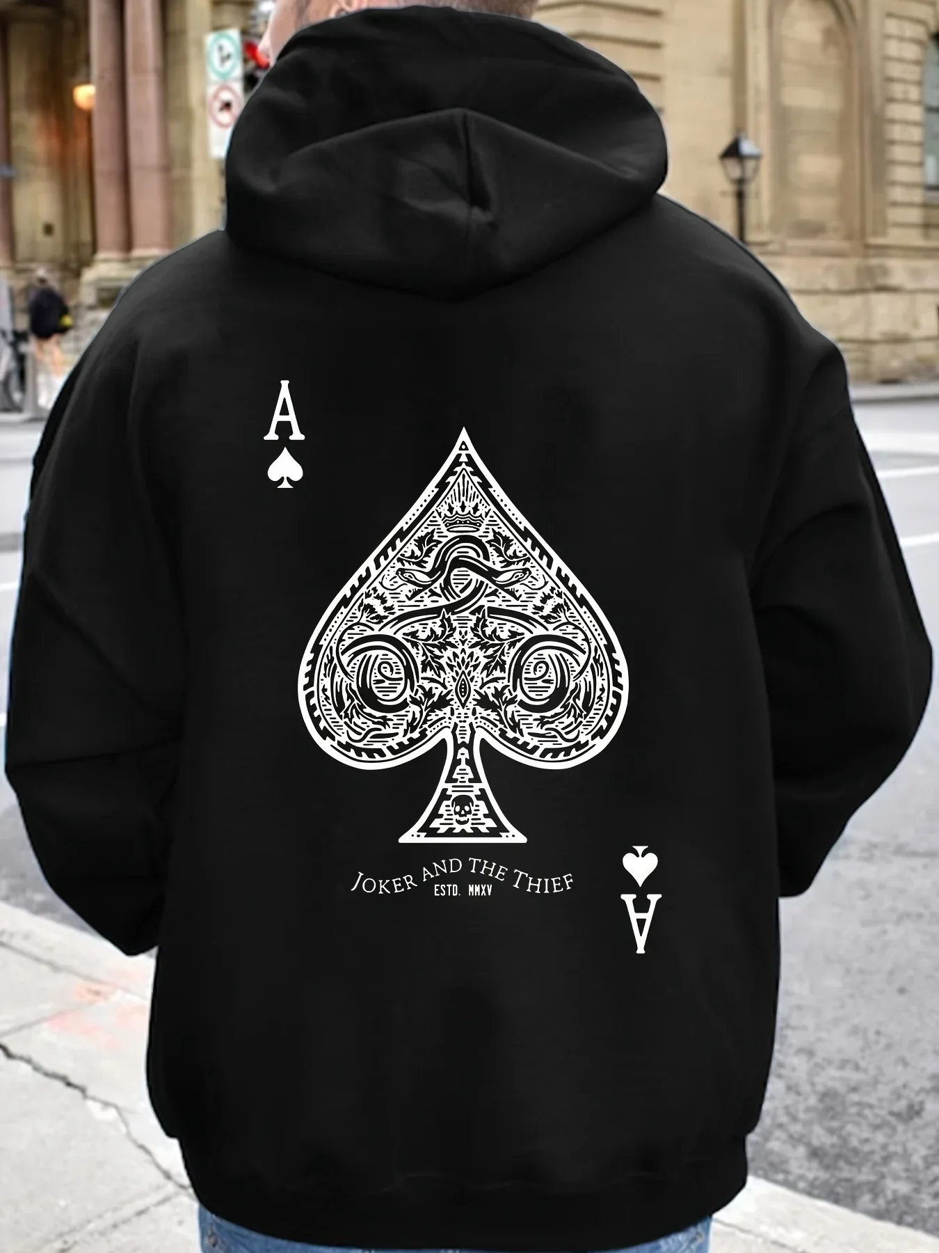 Men's autumn casual fashion poker card pattern printed long-sleeved ...
