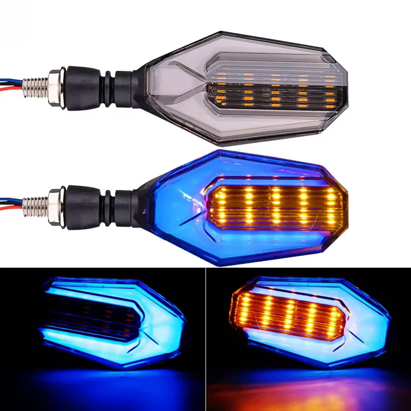 2pcs Universal Motorcycle LED Turn Signal Light Super Bright Dual Color ...