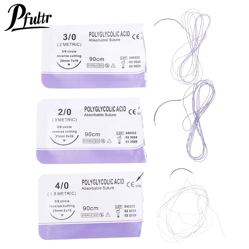 1Pcs Absorbable Suture Thread Pet Dog Specific PGA 90CM With Needle 2-0 ...