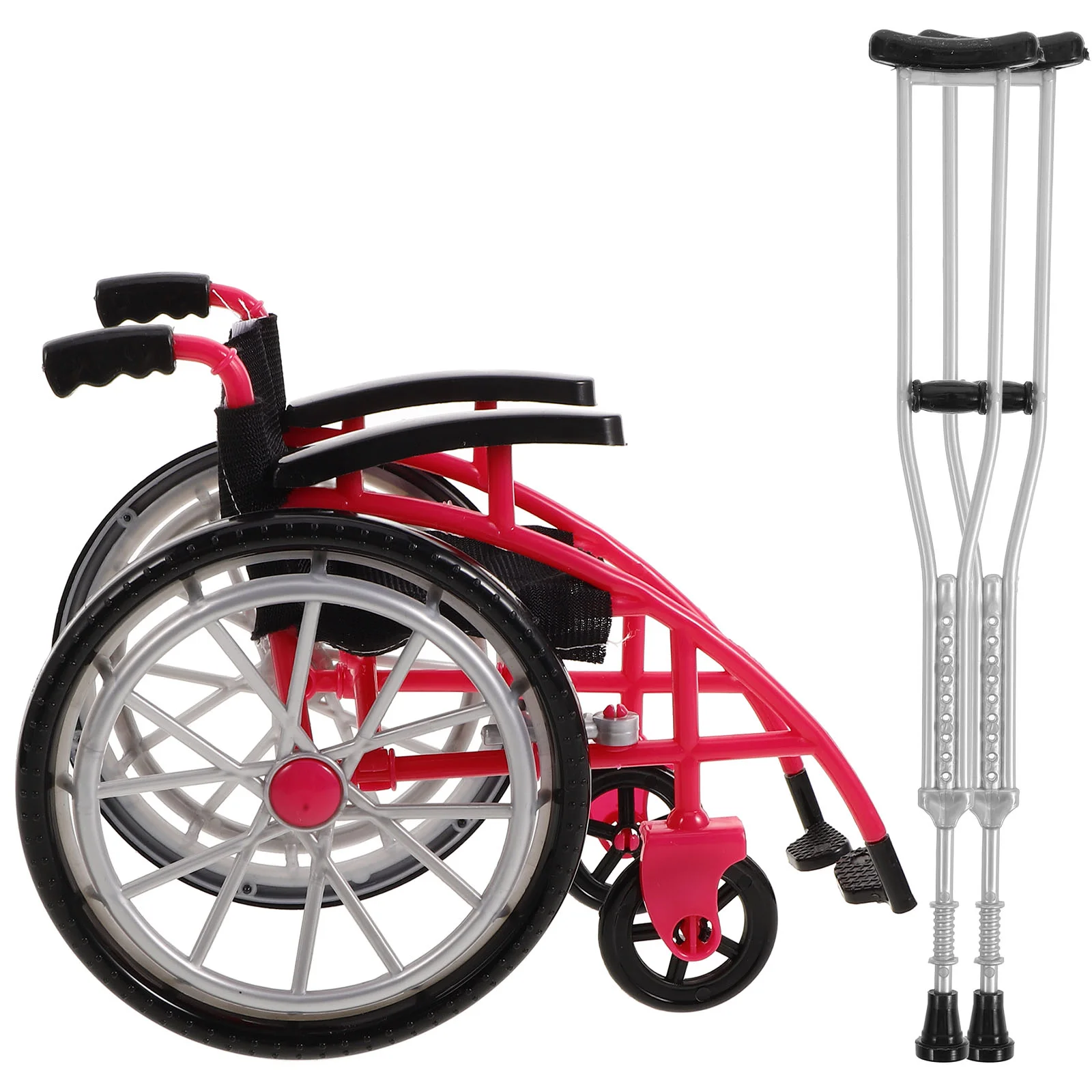 Realistic Mini Wheelchair Toy Playset Miniature Crutches Model ...
