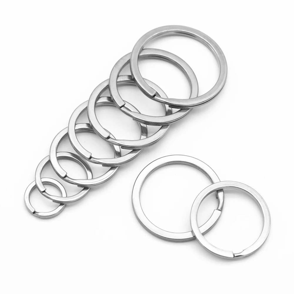 10pcs 15-35mm Stainless Steel Key Rings Round Flat Line Split Rings ...