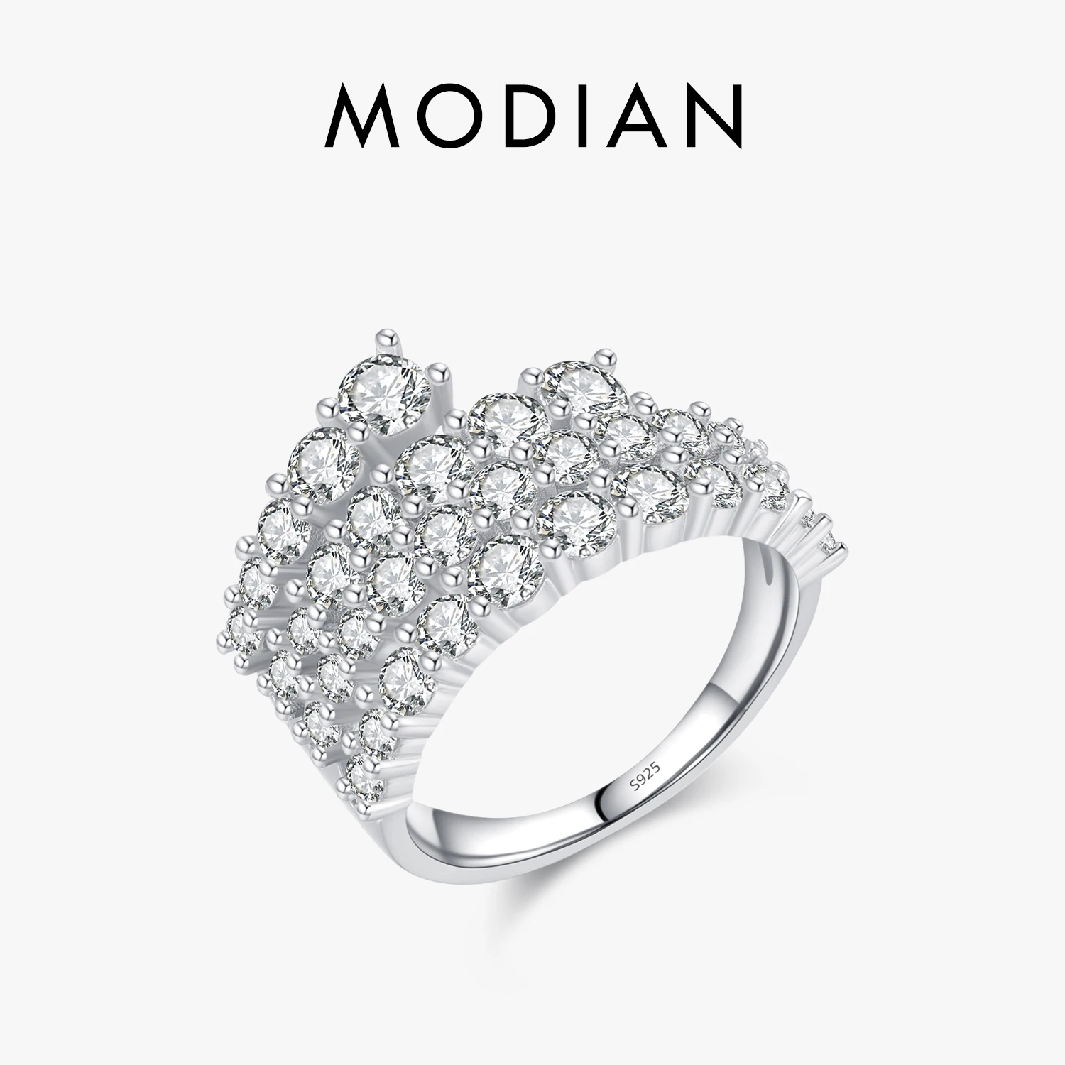 MODIAN-925-Sterling-Silver-Classic-Sparkling-High-Level-Zirconia-Trendy-Finger-Ring-Party-Luxury ...