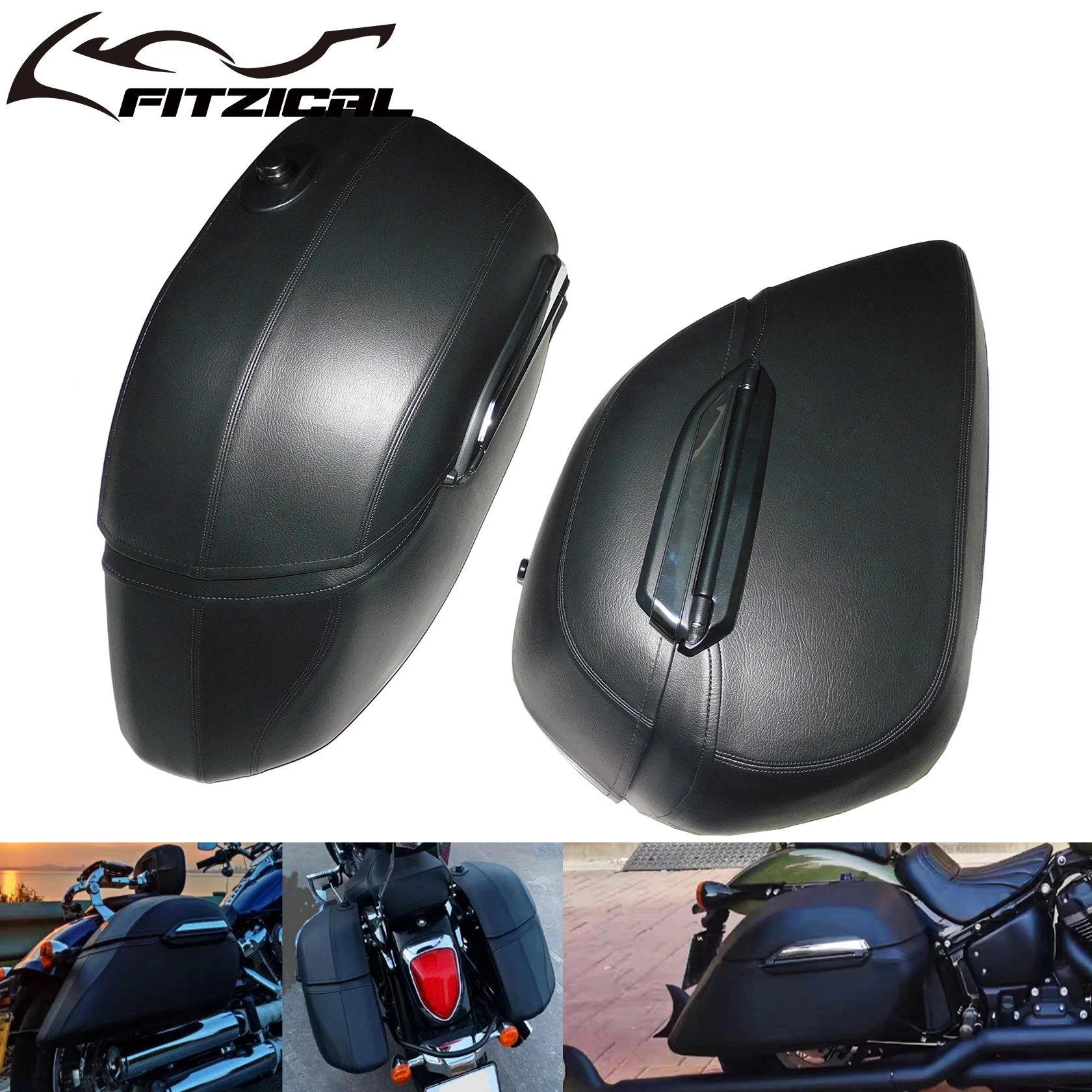 Universal-Motorcycle-Hard-Bags-Saddlebags-Trunk-Luggage-Heavy-Duty ...