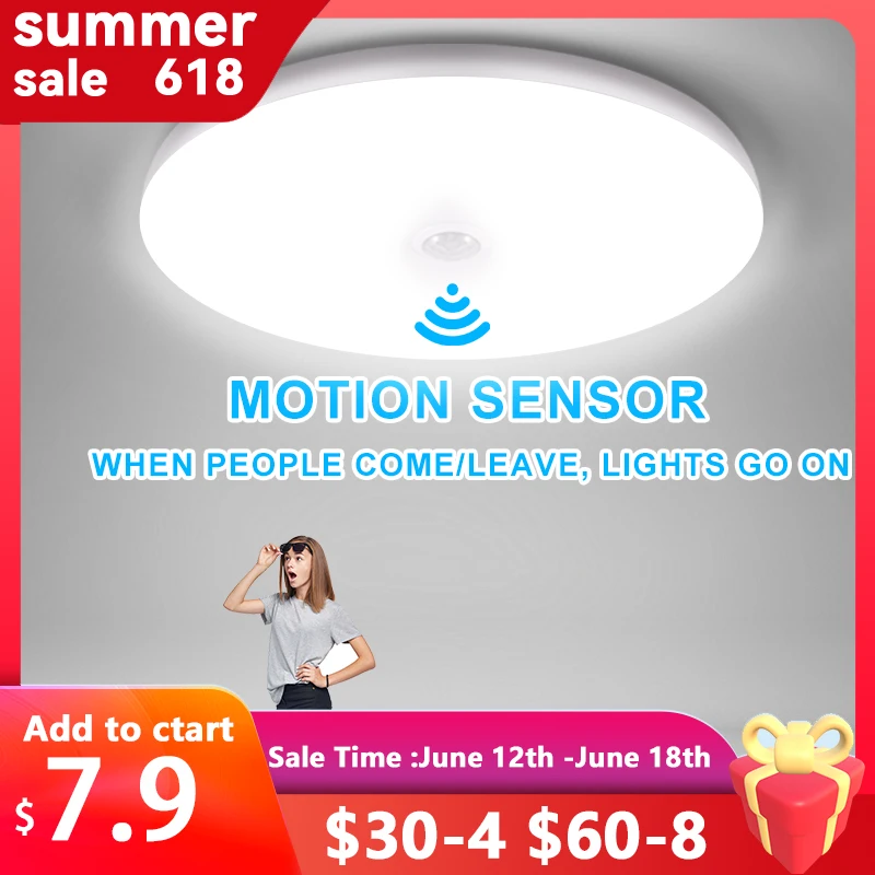 Motion Sensor Ceiling Lamp LED PIR Hanging Ceiling Lights for Home ...