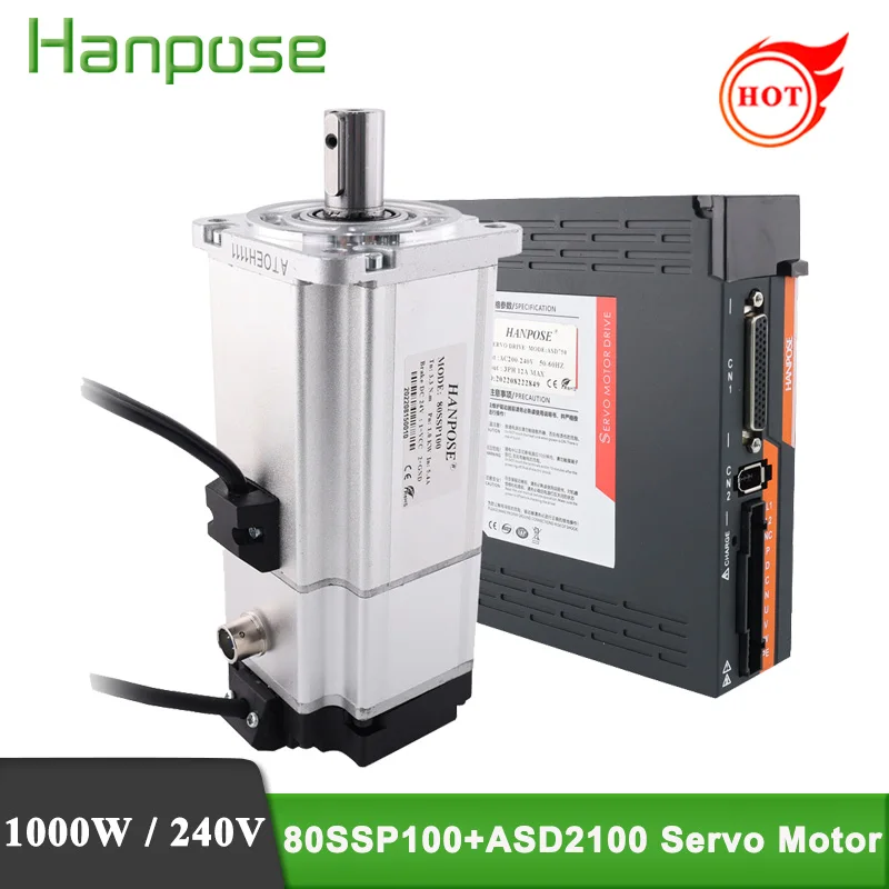Servomotor de CA con freno 80SSP100 5.4A 3.3N.m ASD2100, Kit de ...