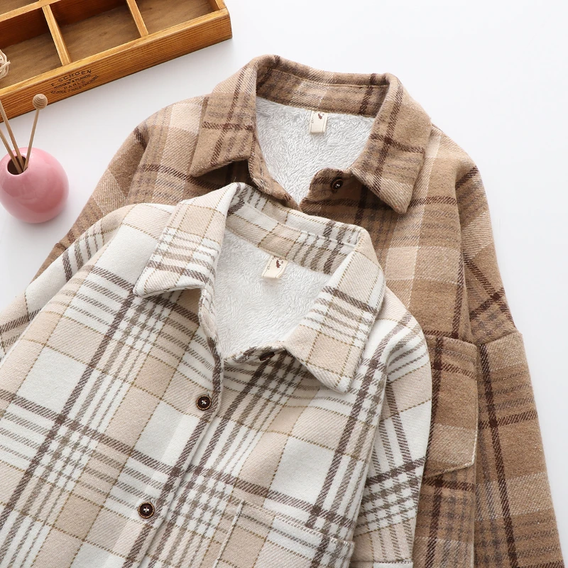 New Winter Warm Shirt For Women Plush Loose Lady Blouses Fashion Long ...