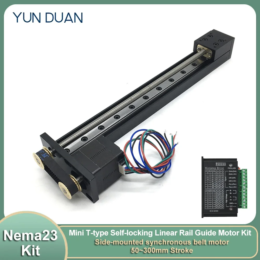 Synchronous-Pulley-Linear-Rail-Stage-Motor-Kit-Mini-CNC-Sliding-Table-T ...
