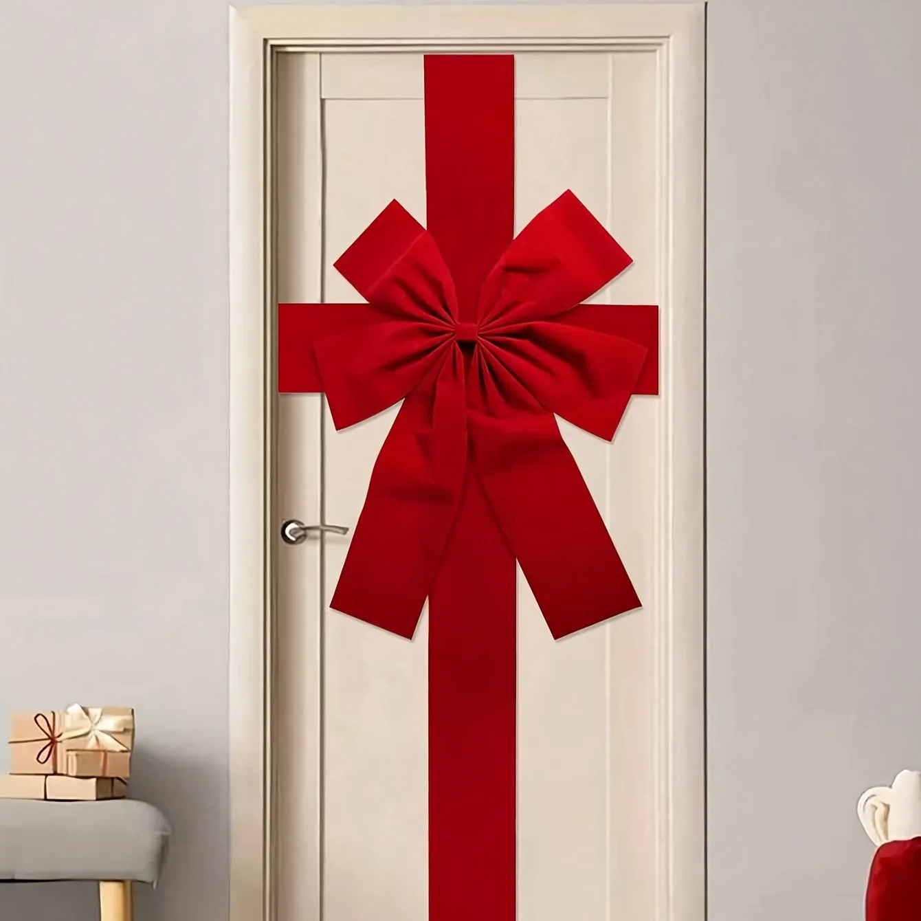 1pc Large Door Hanging Bow Decoration - Elegant Red Christmas Bow ...