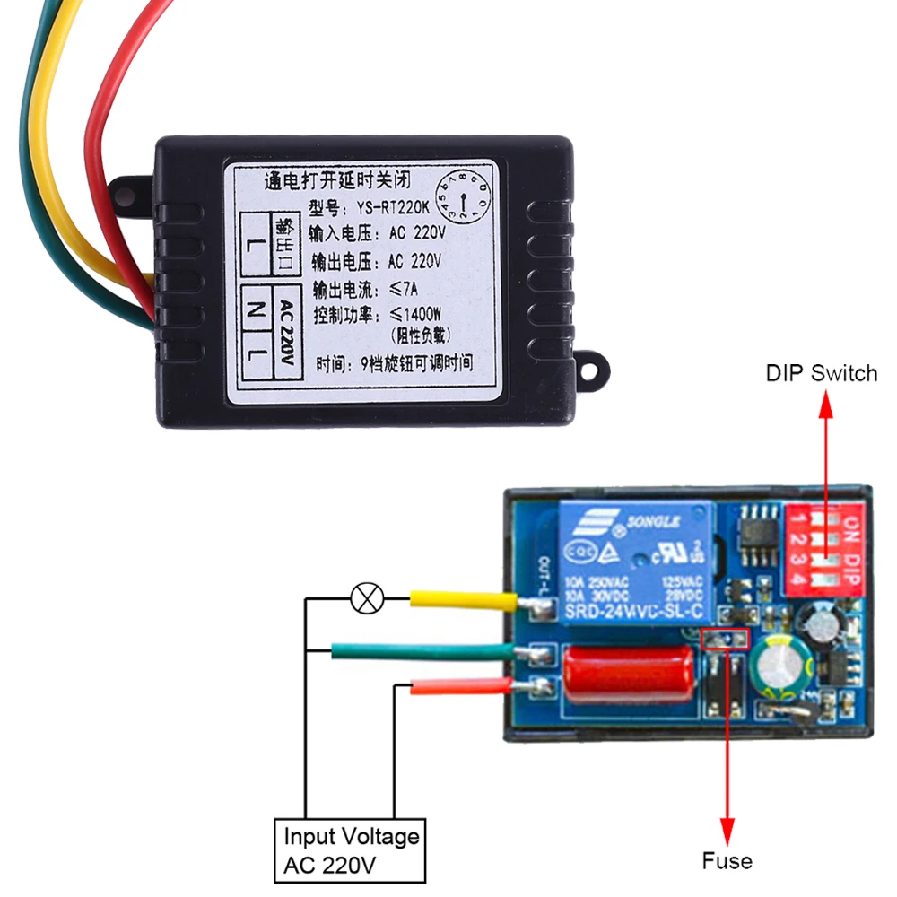 Ac 110v 220v Power-on Delay Relay Module Voltage Output 180min ...