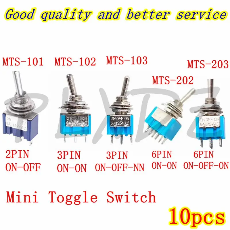 10PCS Miniature Toggle Switches Mini ON-OFF ON-ON ON-OFF-ON MTS 101 102 ...