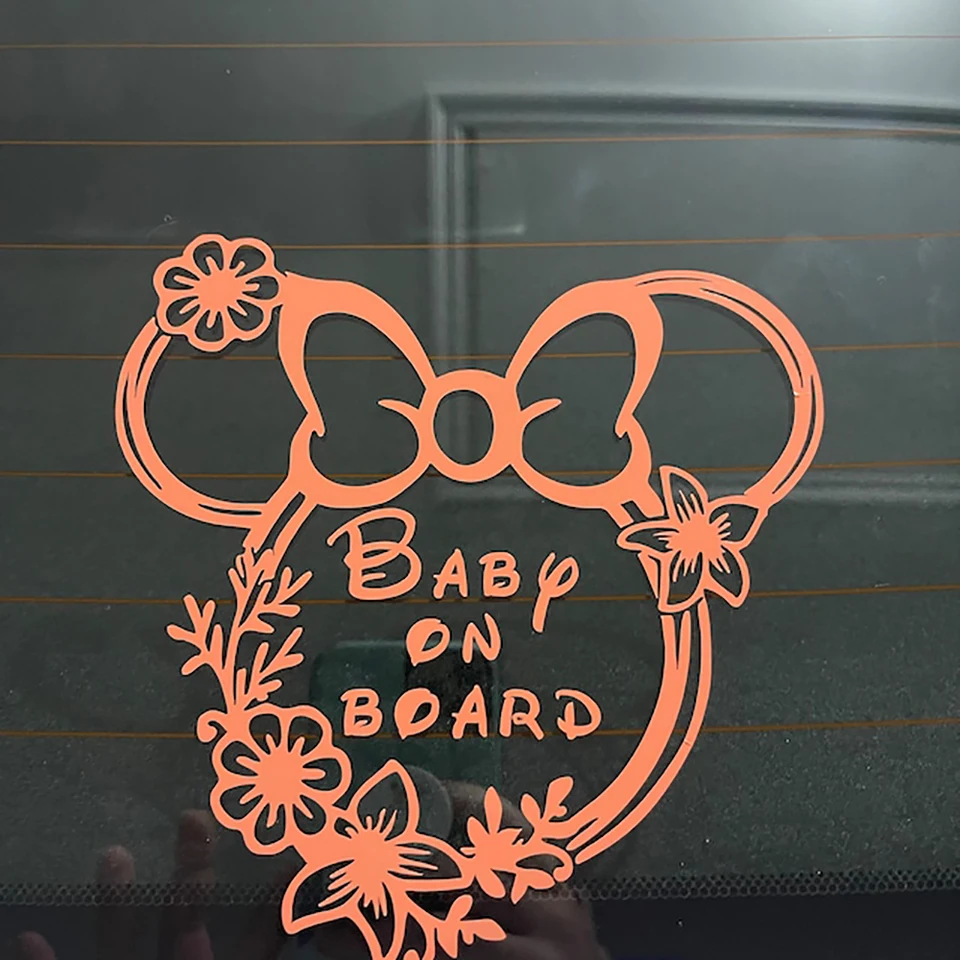 Mickey Mouse Decal Minnie Mouse Wave "Baby On Board" Funny Car Sticker ...
