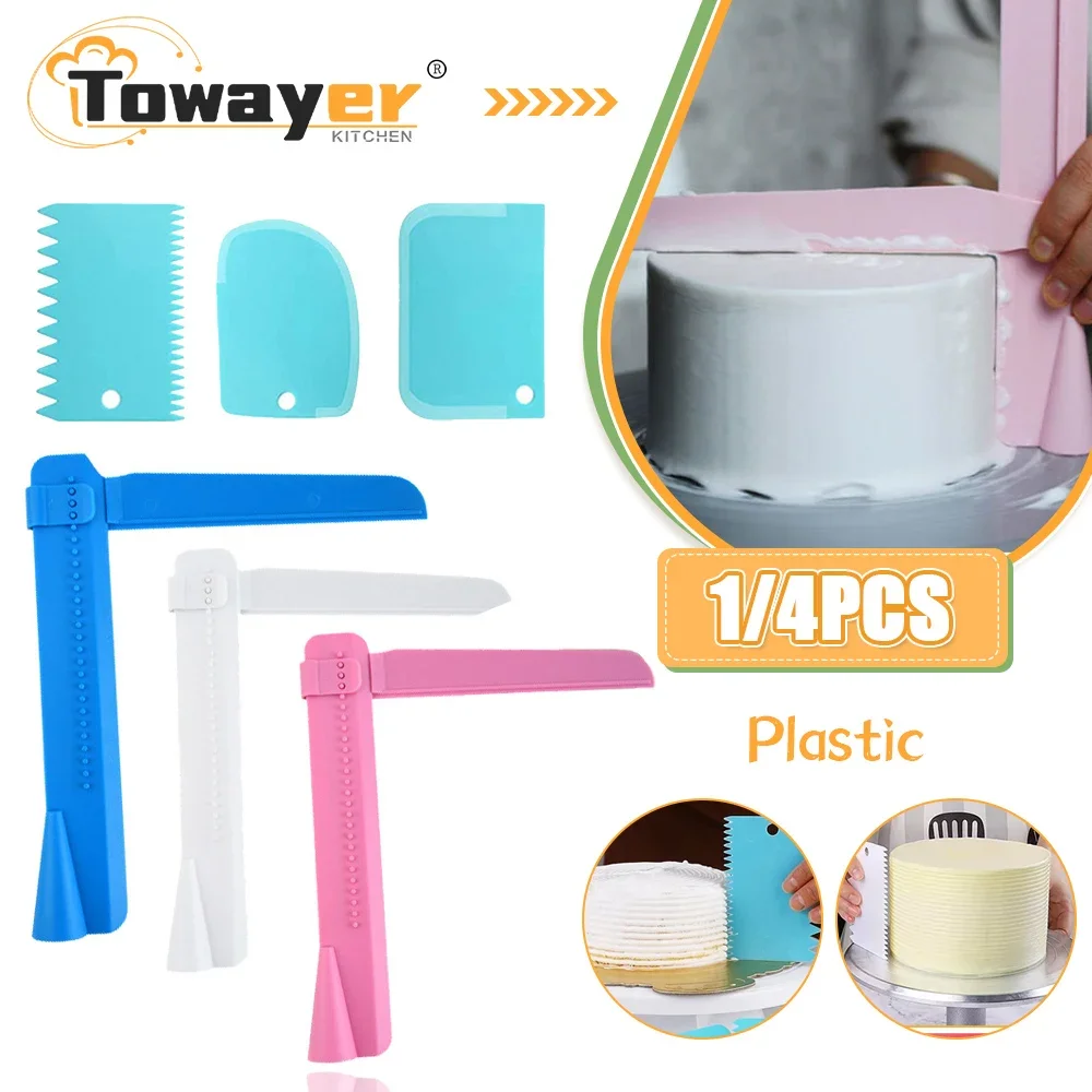 1-4Pcs-Adjustable-Screed-Cake-Scraper-Fondant-Spatula-Cake-Edge ...