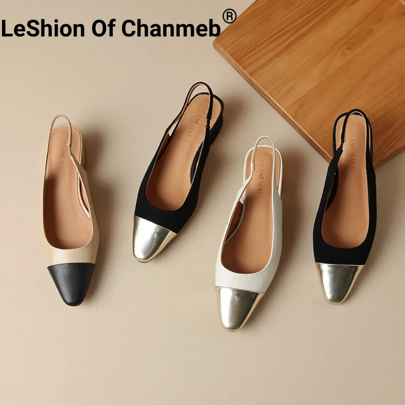 LeShion-da-Chanmeb-Slingbacks-de-couro-real-para-mulheres-saltos-de ...