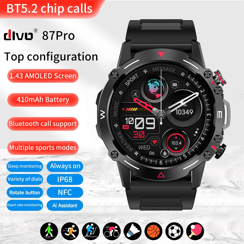 Divo-Smartwatch-Men-Women-2023-Full-Touch-AMOLED-Screen-Sport-Fitness ...