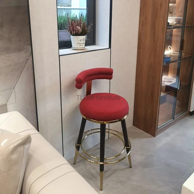 Luxury-Stainless-Steel-Rotating-Bar-Chair-Italian-Fabric-High-foot-Bar ...