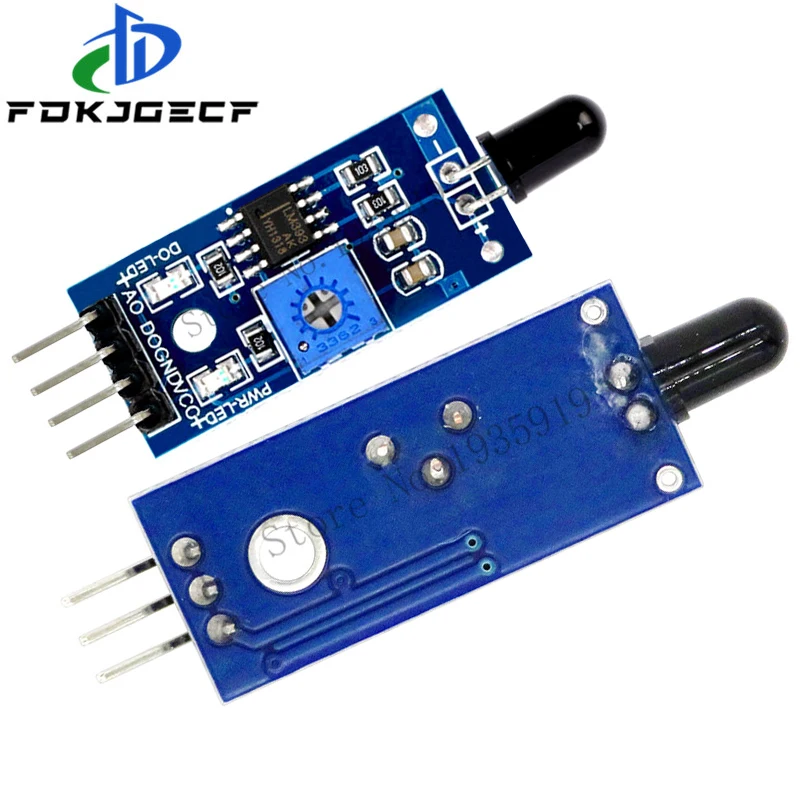 LM393 3 Pin / 4 Pin IR Flame Detection Sensor Module Fire Detector ...