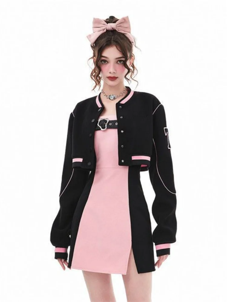 Conjuntos de vestidos de dos piezas Y2k, chaquetas cortas sueltas ...