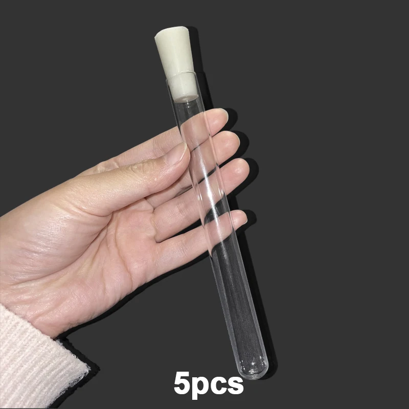 5pcs Laboratory School Tube Flat Bottom Clear Glass Test Tubes With ...