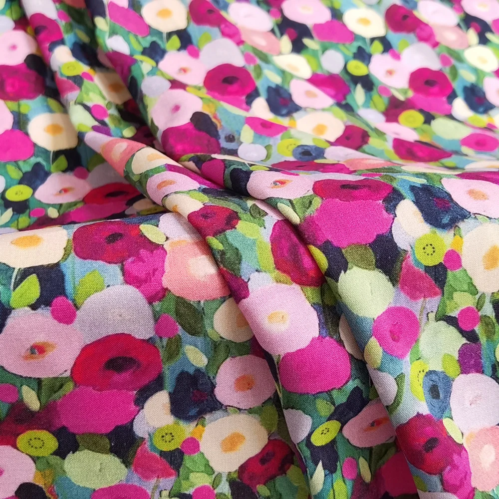 1-meter-X-1-4-meter-Pink-County-Floral-Viscose-Fabric-Soft-Clothing ...
