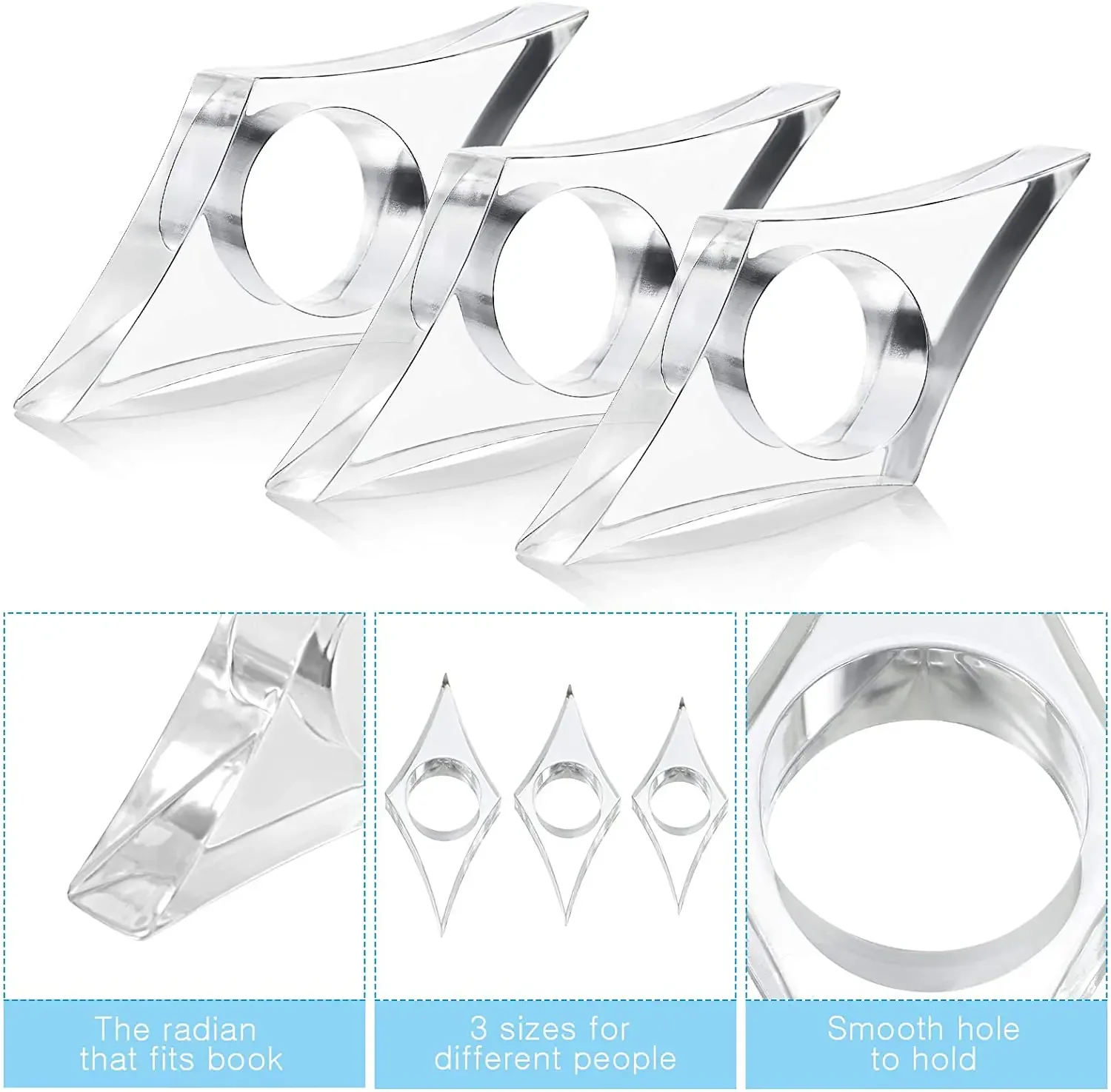 Acrylic Thumb Bookmark One Hand Reading Thumb Book Support Book Page ...